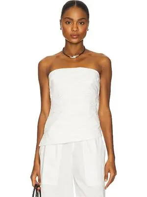 Simkhai Emerson Ruched Bustier Top - White