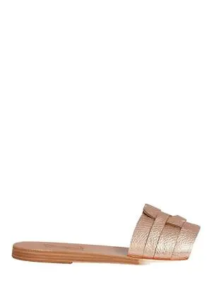 ANCIENT GREEK SANDALS Filenada Metallic Pebbled-leather Sandals - Rose Gold