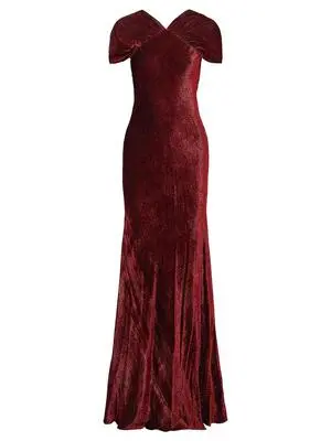 Rosetta Getty Ruched Devoré-velvet Gown - Claret