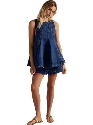 Free People Cassius Denim Set Mid Wash