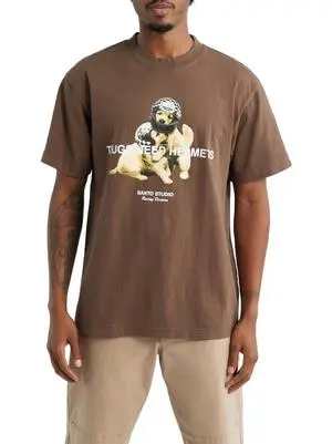 SANTO STUDIO Thugs Need Helmets Graphic T-shirt - Holy Brown