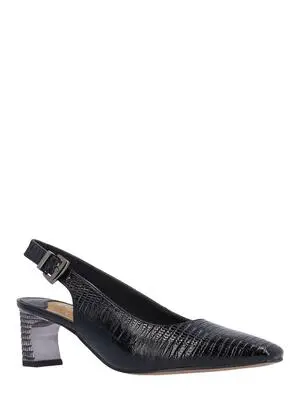 J. Reneé Hadyn Lizard Embossed Slingback Pumps - Black
