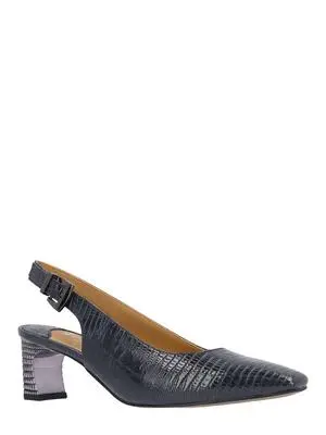 J. Reneé Hadyn Lizard Embossed Slingback Pumps - Navy