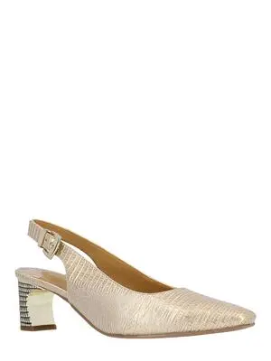 J. Reneé Hadyn Lizard Embossed Slingback Pumps - Pearl
