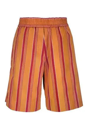ODEEH Striped High-waisted Shorts - Orange