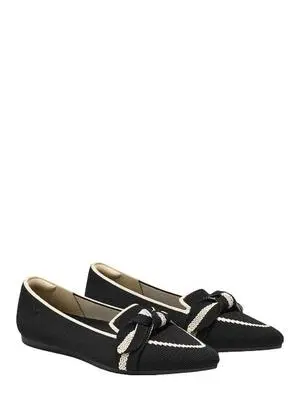 Vivaia Pointed-toe Bow Loafers - Black Cream Ivory