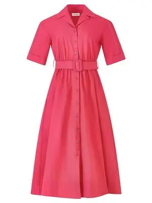 Rosie Assoulin Cotton Midi Shirt Dress - Pink