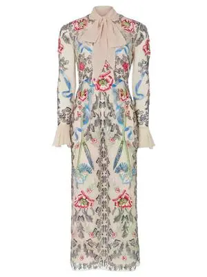 TEMPERLEY LONDON Bilbao Tie Midi Dress - Pink