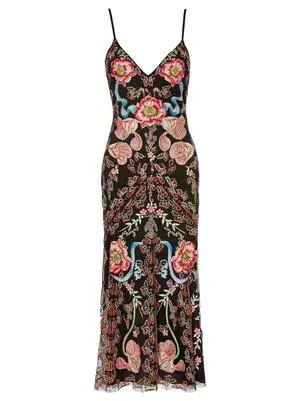 TEMPERLEY LONDON Bilbao Strappy Midi Dress - Black