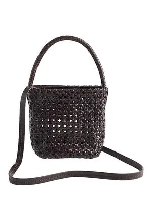 Madewell Handwoven Caned Leather Mini Bag - Dark Carob