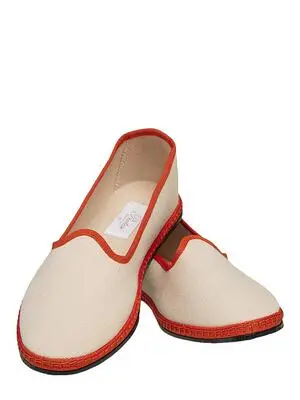 PRATESI Resort Canvas Espadrille Flats - Ecru/orange