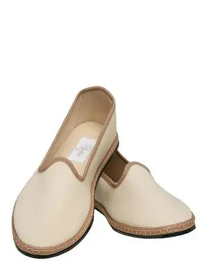 PRATESI Resort Canvas Espadrille Flats - Ecru/tan