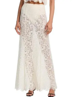 AFRM Oxford Floral Lace A-line Skirt - Gardenia