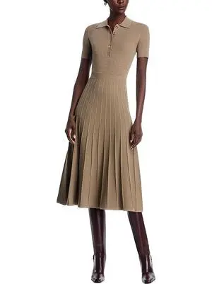 Michael Kors Fit & Flare Polo Midi Dress - Chestnut