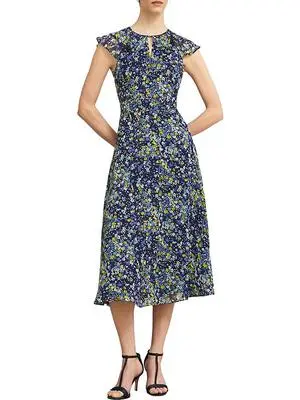 HOBBS LONDON Floral Print Dress - Blue Multi