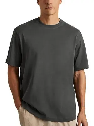 REISS Oversized Garment Dyed Tee - Washed Black
