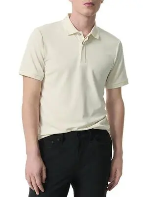 Rag & Bone Tech Pique Short Sleeve Polo Shirt - Chalk