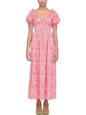 Hill House Home The Scarlett Midi Nap Dress - Pink Palm Ikat