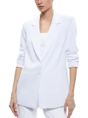 Alice + Olivia Denny Notch Collar Boyfriend Blazer - White