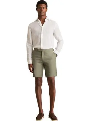 REISS Sketch Cotton-linen Tailored Shorts - Pistachio