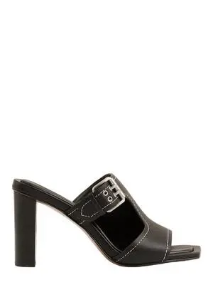 REISS Lydia Leather Buckle Sandals - Black