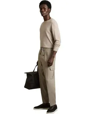 REISS Relaxed Tapered Cargo Trousers - Sage Green