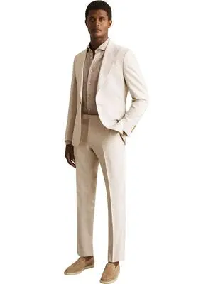 REISS Kai Slim-fit Pinstripe Suit Trousers - Oatmeal/white