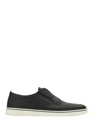 FERRAGAMO Leather Slip-on Sneakers - Black