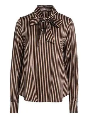 SHIRTAPORTER Striped Bow Blouse - Beige
