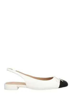 STUART WEITZMAN Leather Slingback Ballet Flats - White