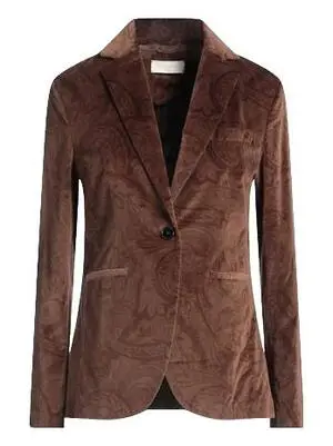 CIRCOLO 1901 Single-breasted Velvet Blazer - Brown