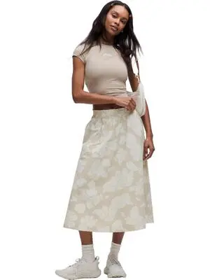 Lululemon Stretch Woven Ruffle-waist Midi Skirt - Carved Flower Bone Multi