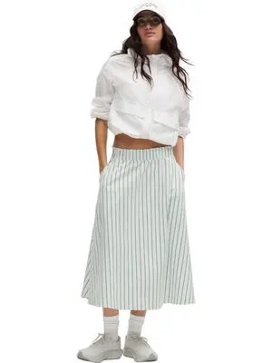 Lululemon Stretch Woven Ruffle-waist Midi Skirt - Upright Stripe Max White Raceway Green