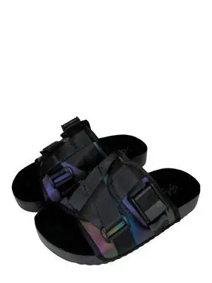 LOLA + THE BOYS Hologram Glow Slides - Black