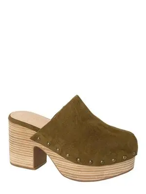SHU SHOP Gigi Platform Clogs Olive Suede