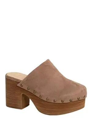 SHU SHOP Gigi Platform Clogs Taupe Suede