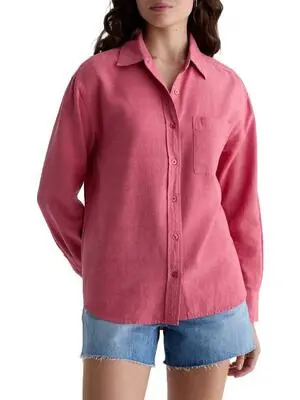 Ag Addison Linen Blend Shirt Peony