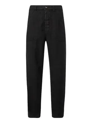 Brunello Cucinelli Linen Gabardine Tapered Pants - Black