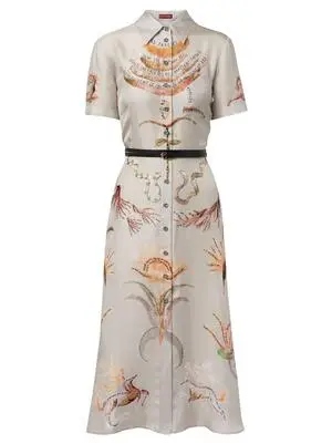 Altuzarra Kiera Printed Silk Shirt Dress White