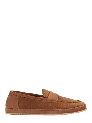Brunello Cucinelli Suede Penny Loafers Brown