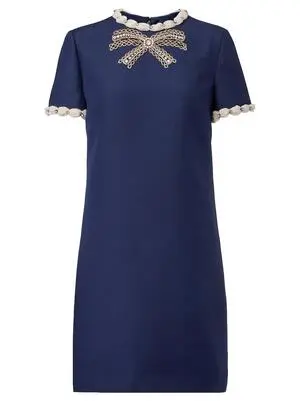Valentino Garavani Crepe Couture Embellished Minidress - Blue