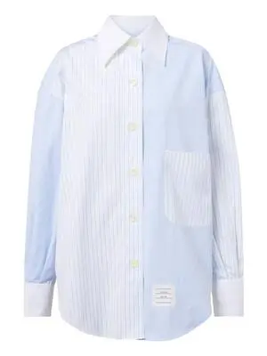 Thom Browne Pinstripe Cotton Poplin Shirt - Blue