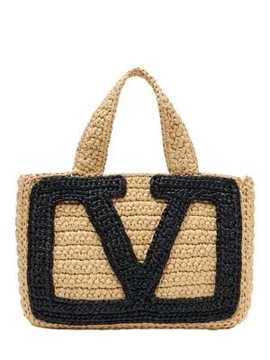 Valentino Garavani Valentino Garavani Viva Superstar Small Raffia Tote Bag Beige