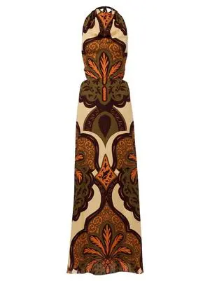 Johanna Ortiz Halterneck Printed Silk Maxi Dress - Multicoloured
