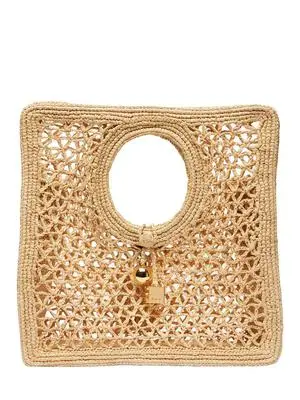 Jacquemus Spiaggia Small Raffia Tote Bag Neutrals
