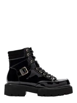 MARC NOLAN Ms. Atlas Leather Strap Boots - Black Patent