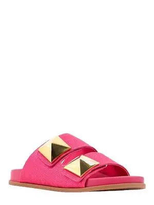SHU SHOP Bernarda Studded Slide Sandal - Fuchsia Woven