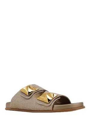 SHU SHOP Bernarda Studded Slide Sandal - Gold Woven