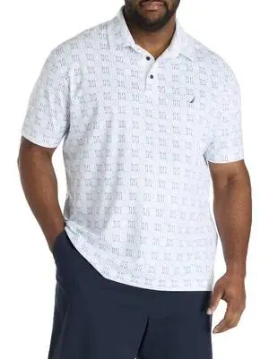 NAUTICA Big & Tall Geometric Print Performance Polo Shirt - Bright White