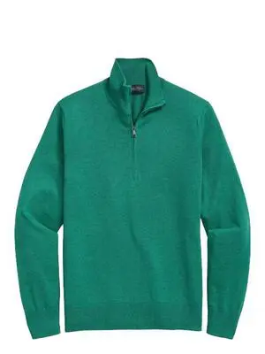 Brooks Brothers Half Zip Supima® Cotton Sweater - Green Heather
